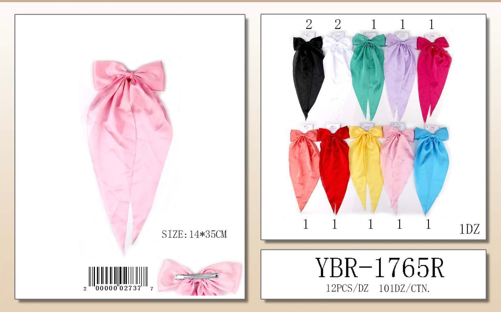Hair-Big Hair Ribbon YBR-1765R (12pcs pack) – Secretbargainshop