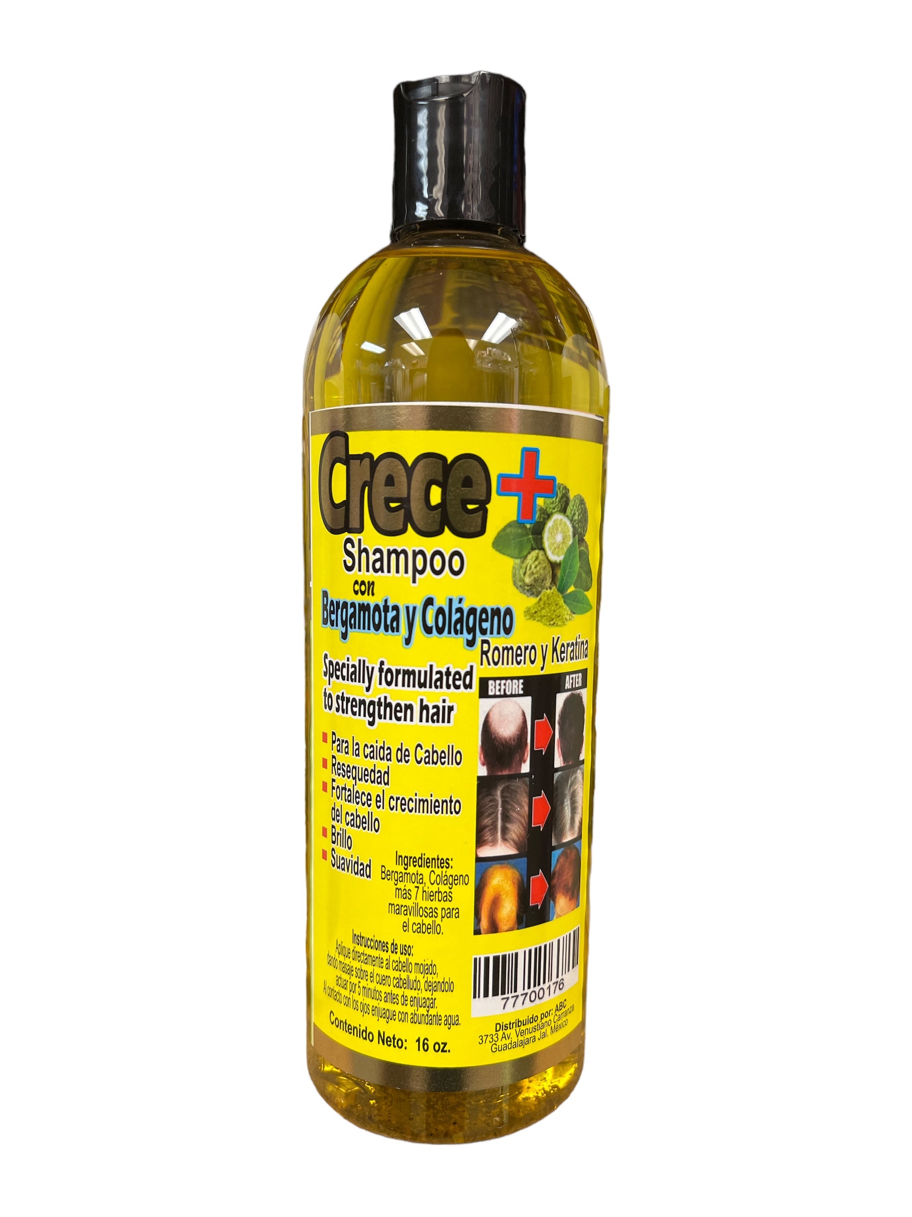 Hair- Crece Shampoo con Bergamota y Colágeno 16oz (4pc bundle, $4 each ...